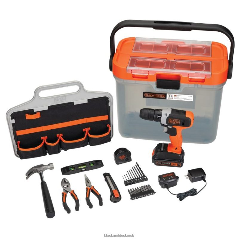 BLACK+DECKER FP0H54620V MAX Cordless Drill With 28-Piece Home Project ...